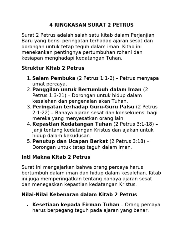4 RINGKASAN SURAT 2 PETRUS | PDF