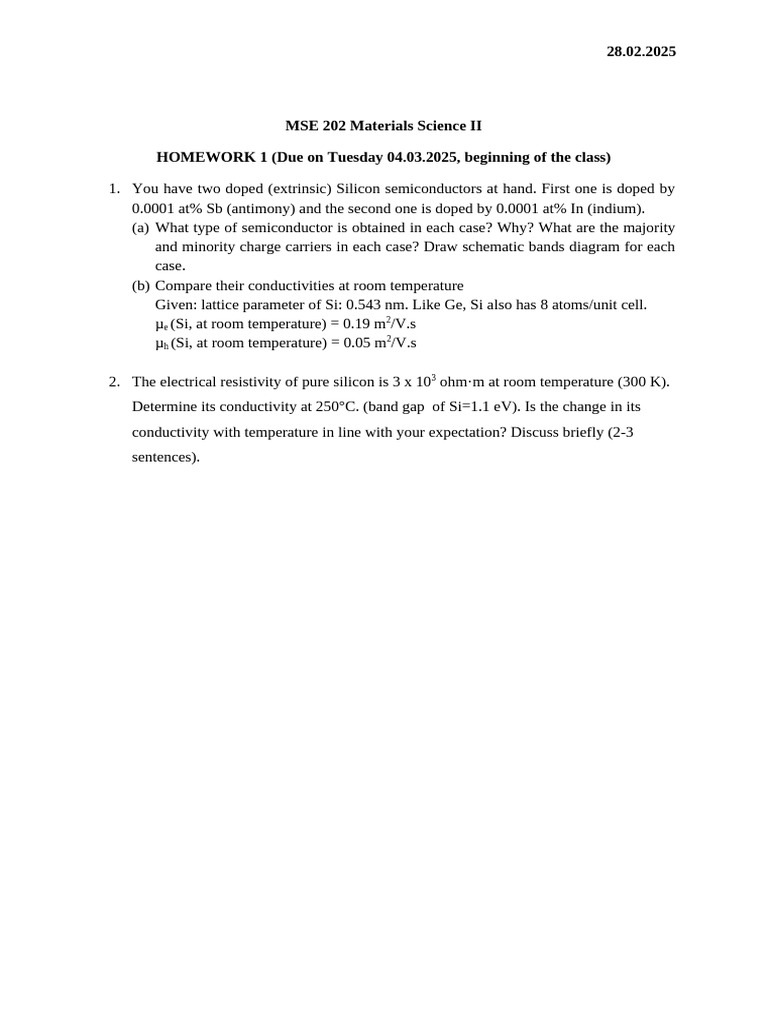 Mse202 HW1 2025 | PDF