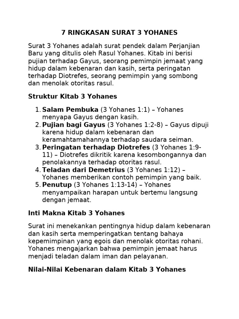 7 Ringkasan Surat 3 Yohanes | PDF