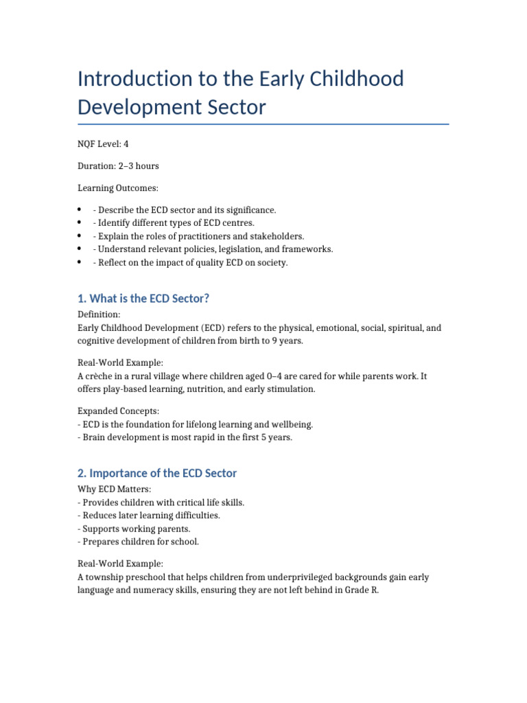 Overview of Early Childhood Development | PDF | Preschool | Child Care