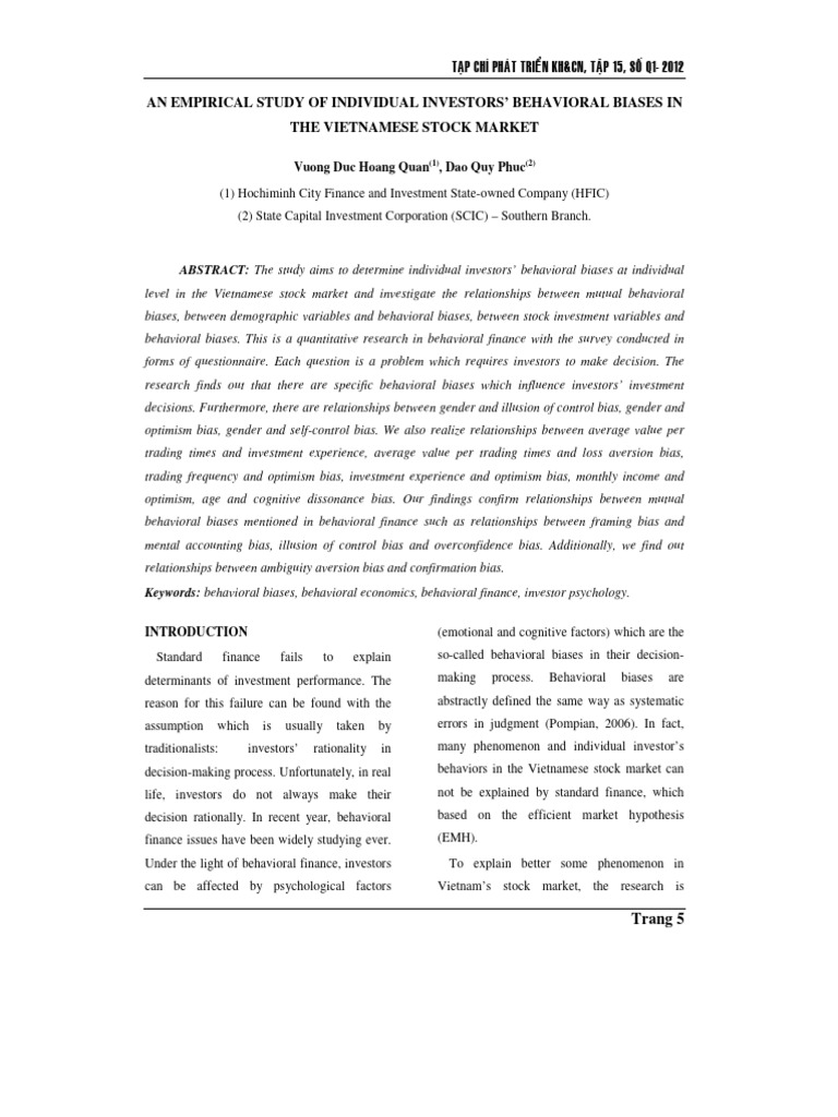 An Empirical Study of Individual Investors Behavi | PDF | Behavioral ...