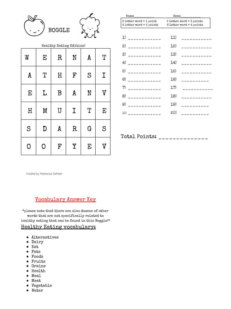 NOWFREEBoggleHealthyEatingEdition 1 | PDF | Healthy Diet | Cuisine