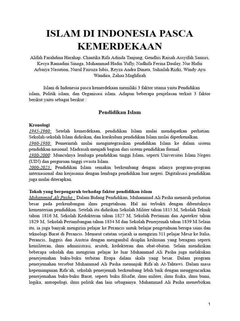 Islam Di Indonesia Pasca Kemerdekaan | PDF