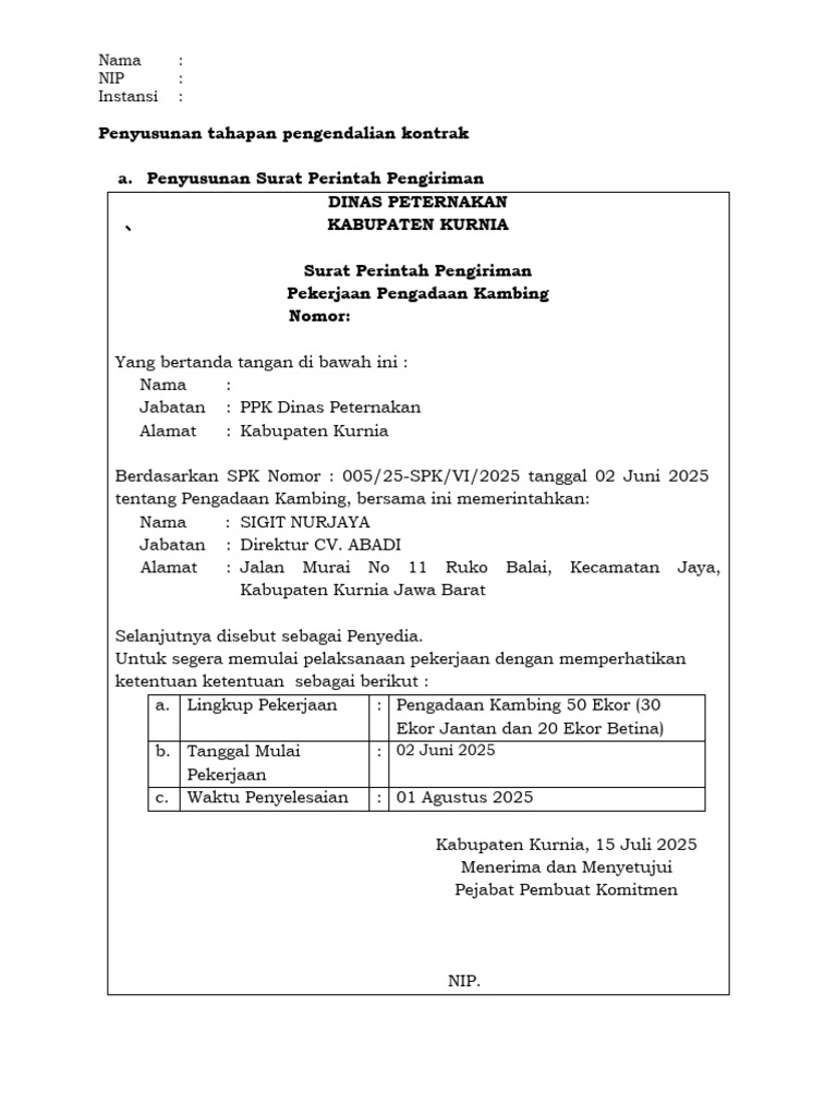 Lampiran 6 - Form SPP Dan Monitoring Jadwal Pengiriman Dan Pelaksanaan | PDF