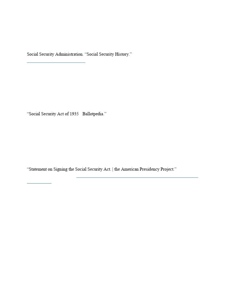 Social Security Act Annotated Bibliography | PDF