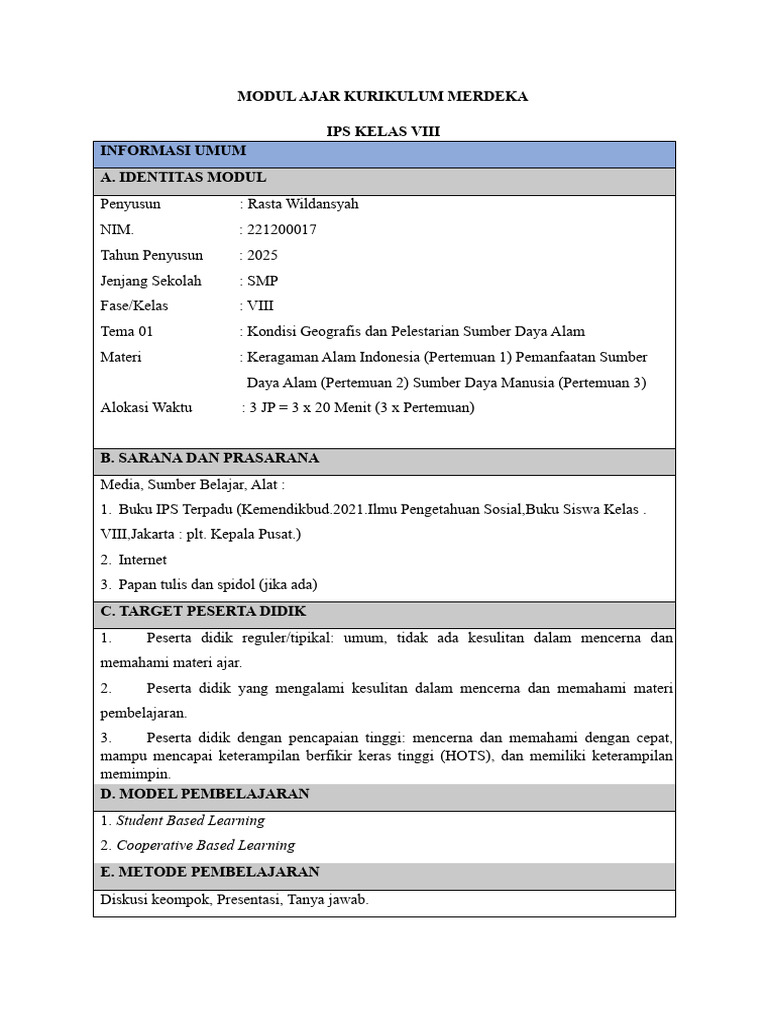 Modul Ajar Kelas 8 Pdf