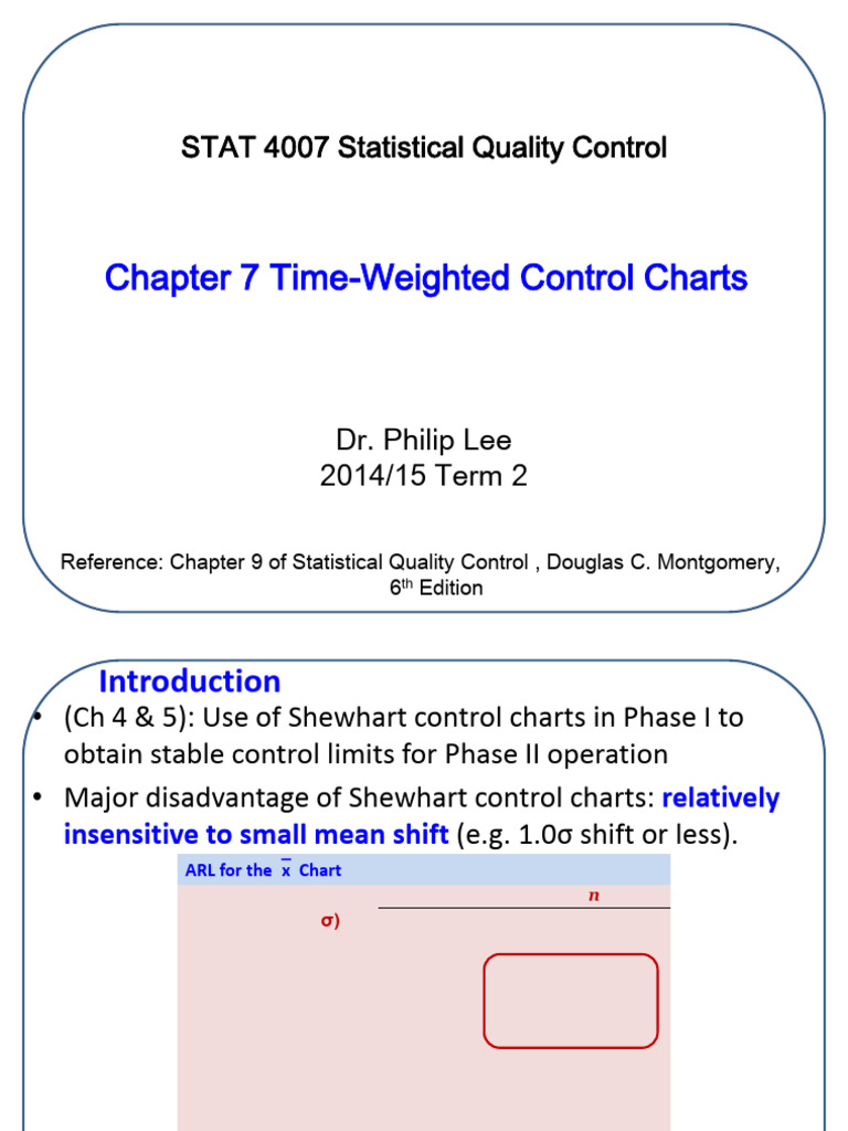 Ch7 Time-Weighted Control Charts | PDF | Moving Average | Statistical ...