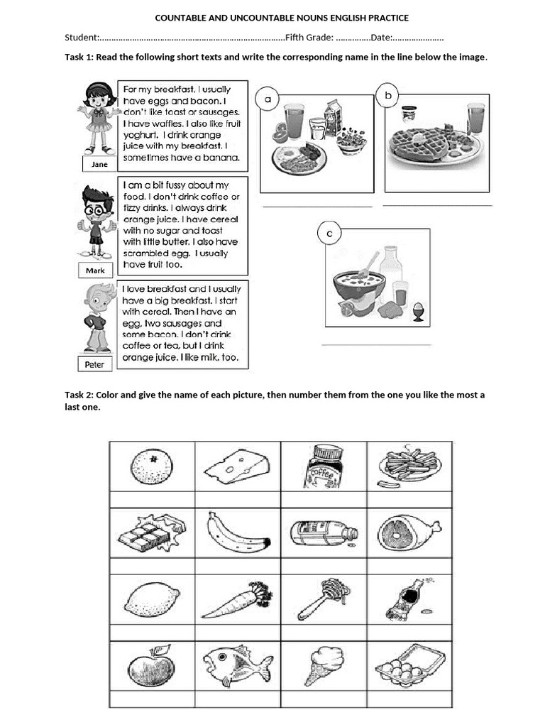 Countable vs Uncountable Nouns Practice | PDF