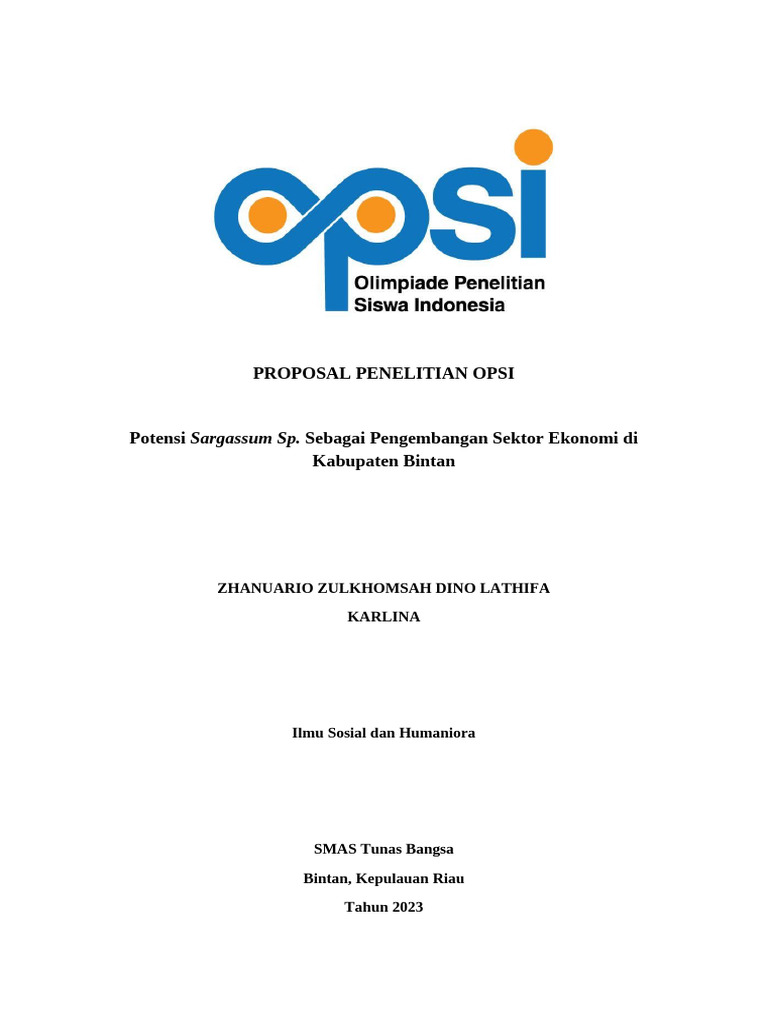 Proposal OPSI - Sargassum Sp. | PDF