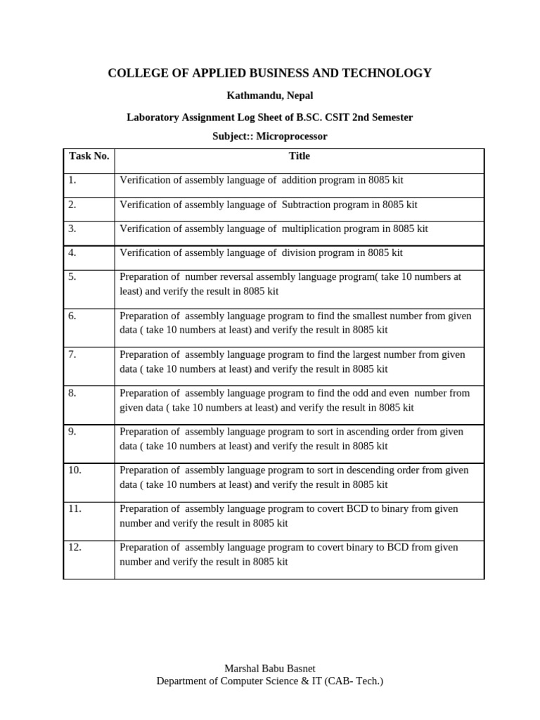 Microprocessor Lab | PDF
