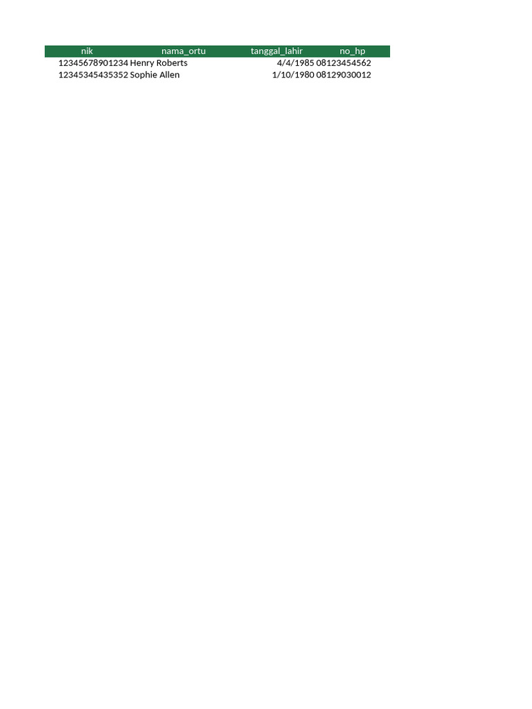 Skulid Template Import Data Orang Tua | PDF