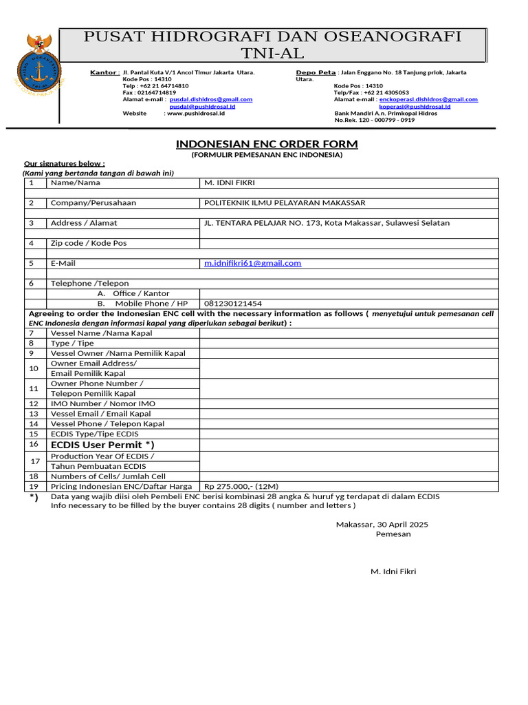 Form Order Enc 2025 | PDF