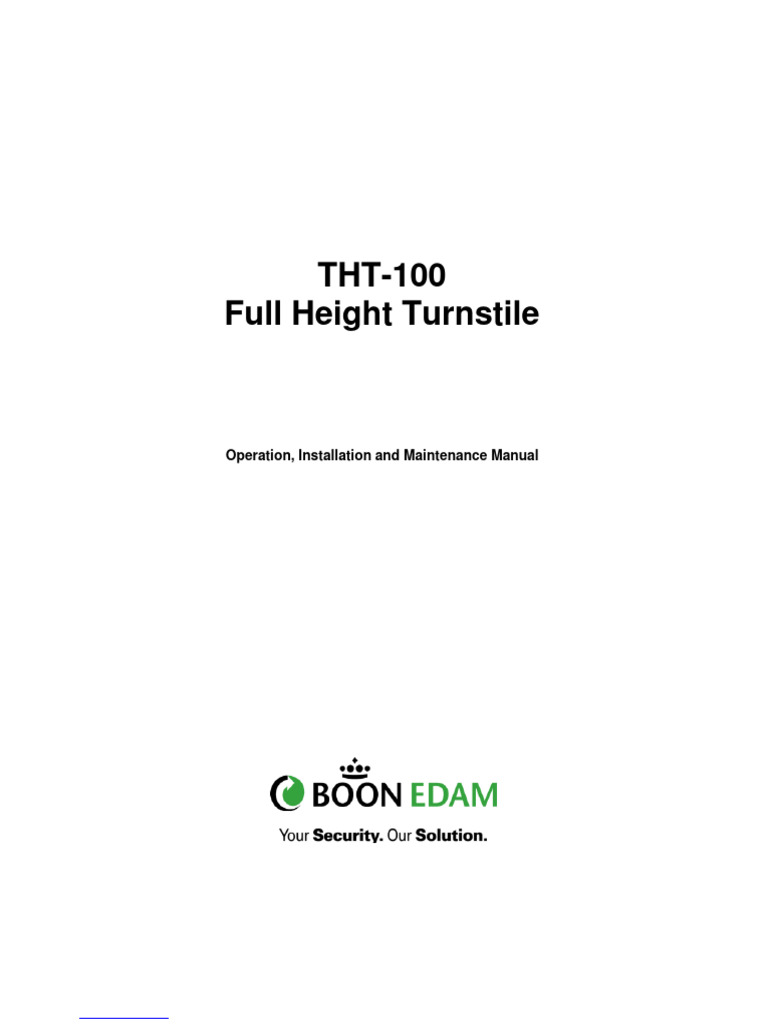 THT-100 Turnstile Installation Guide | PDF | Screw | Electrostatic ...