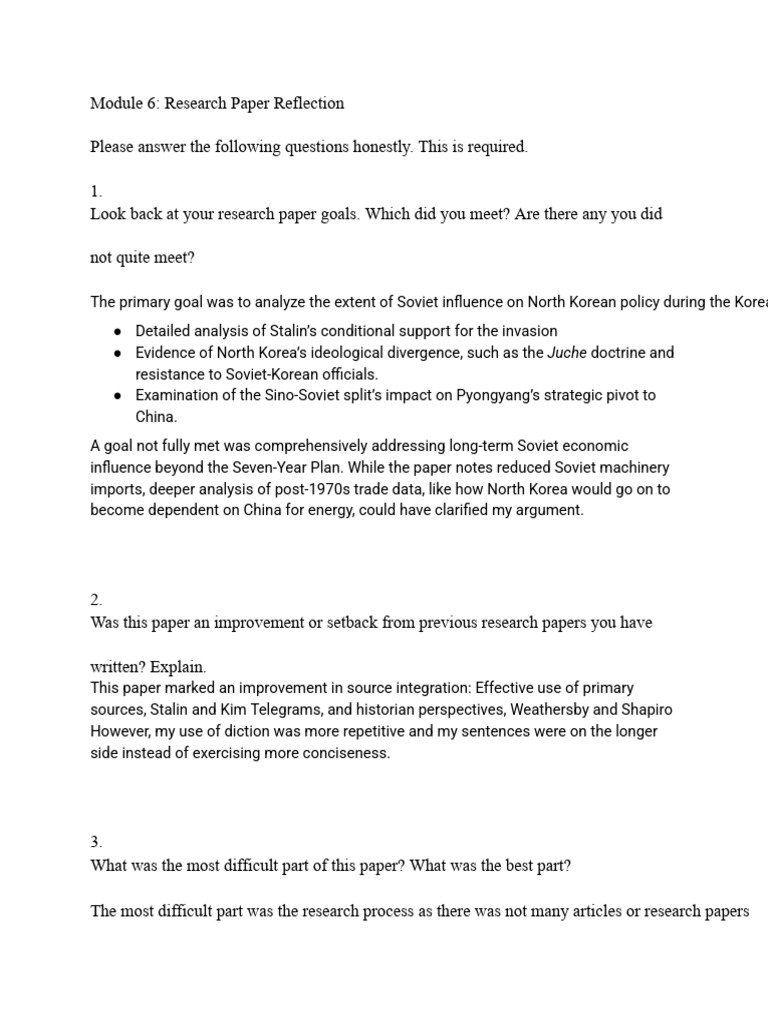 Research Paper Reflection | PDF