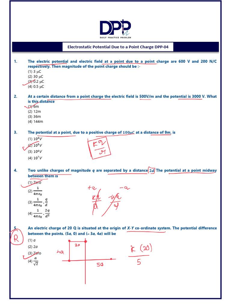 02 Electrostatic Potential and Capacitance DPP 04 | PDF | Classical Mechanics | Mechanics