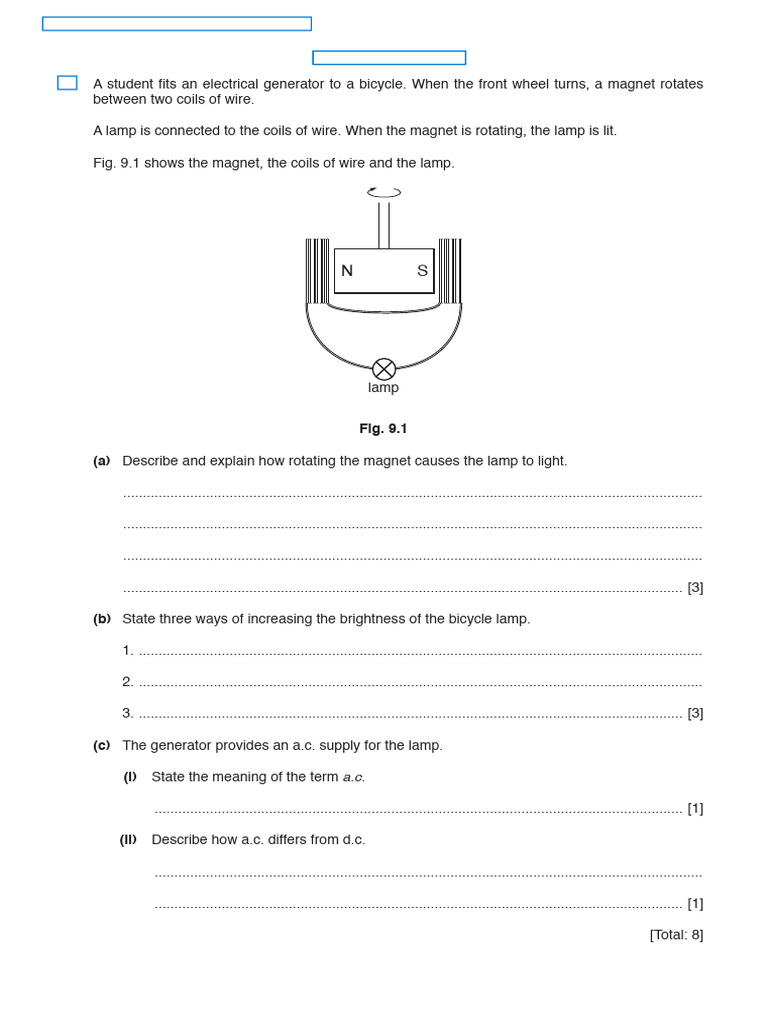 Y11 - Phy - Core Test Chap 9 Magnetism | PDF | Transformer | Inductor