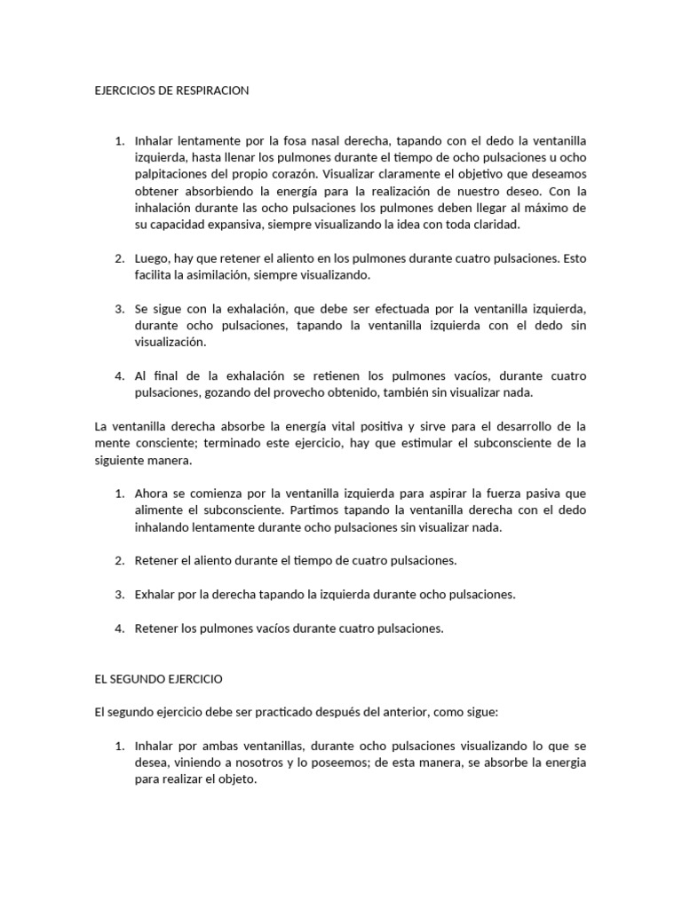 Ejercicios de Respiracion | PDF | Respiración | Pulmón