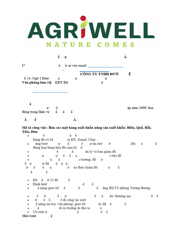 JD Sales XNK Agriwell - VN | PDF
