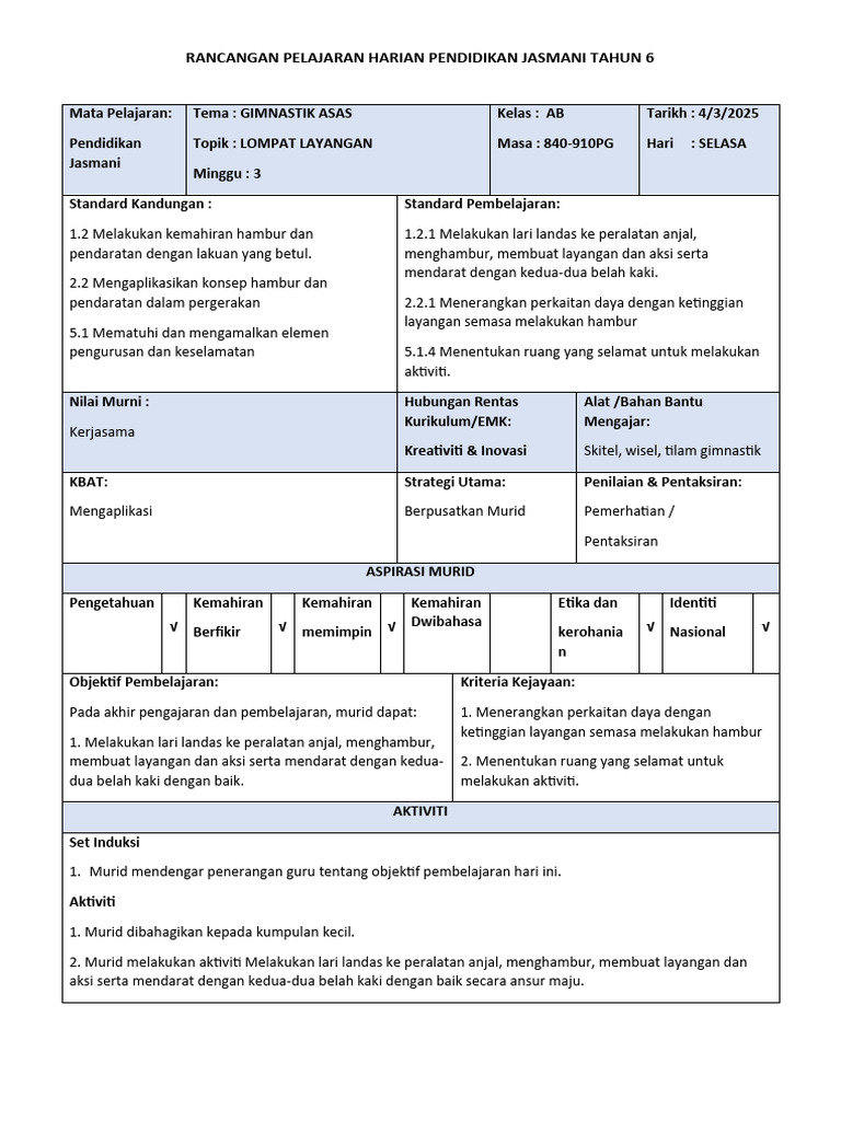 RPH PJ TAHUN 6 2023 M3 at ARAS | PDF