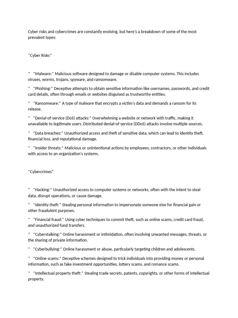 Cyber Risks and Cybercrimes Are Constantly Evolving | PDF | Malware | Cybercrime