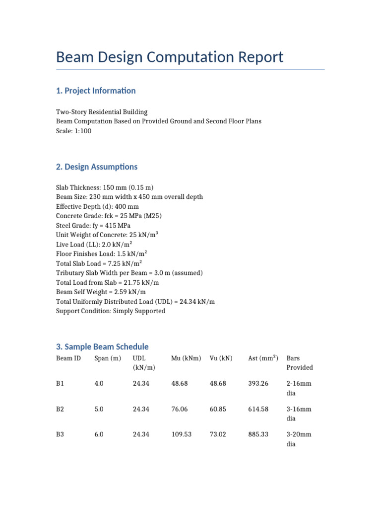 Beam Design Computation Report | PDF