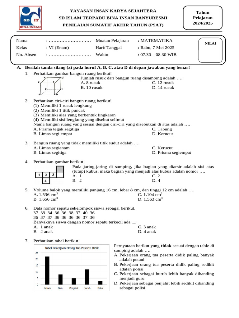 6 - Psat - MTK - Ipas - B. Sunda | PDF
