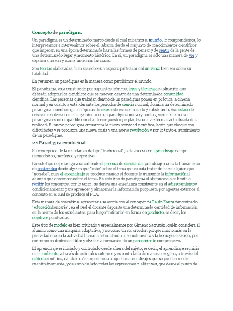 Concepto de Paradigma | PDF | Paradigma | Aprendizaje