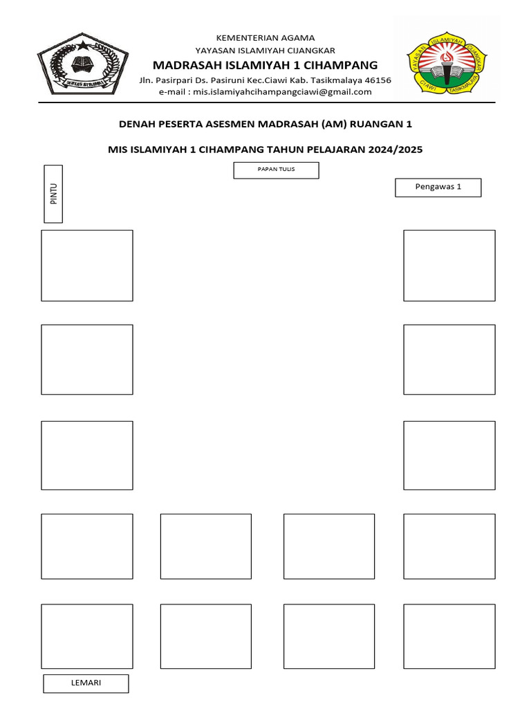Denah Tempat Duduk Ujian | PDF