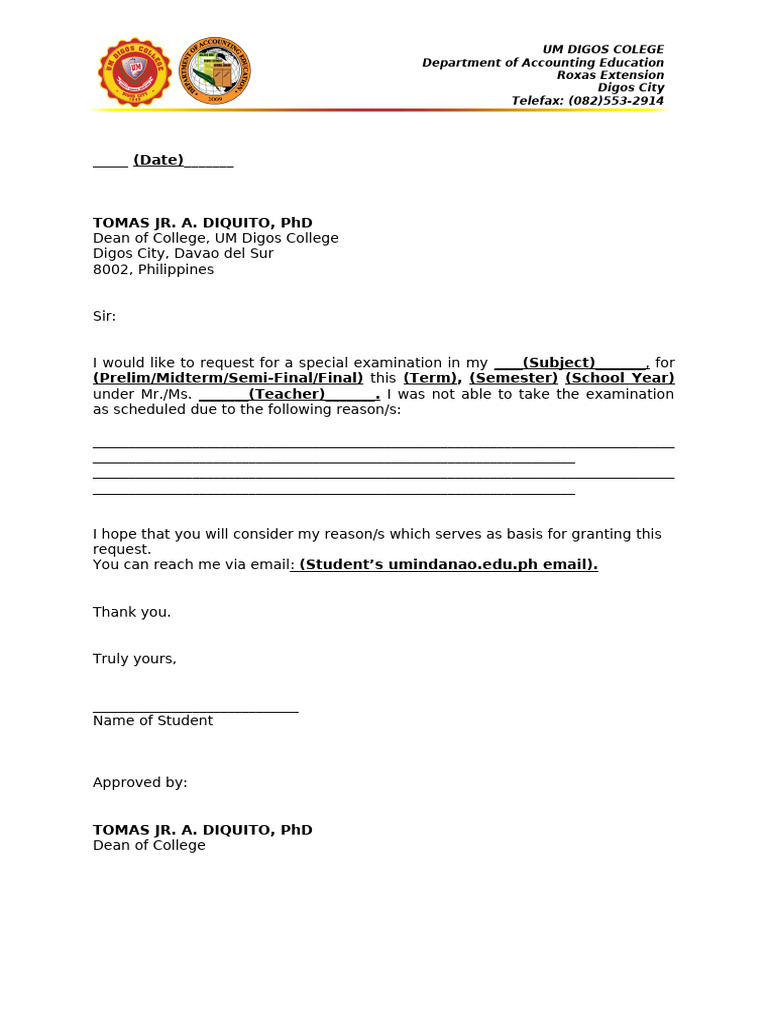 Special Exam Letter Final | PDF