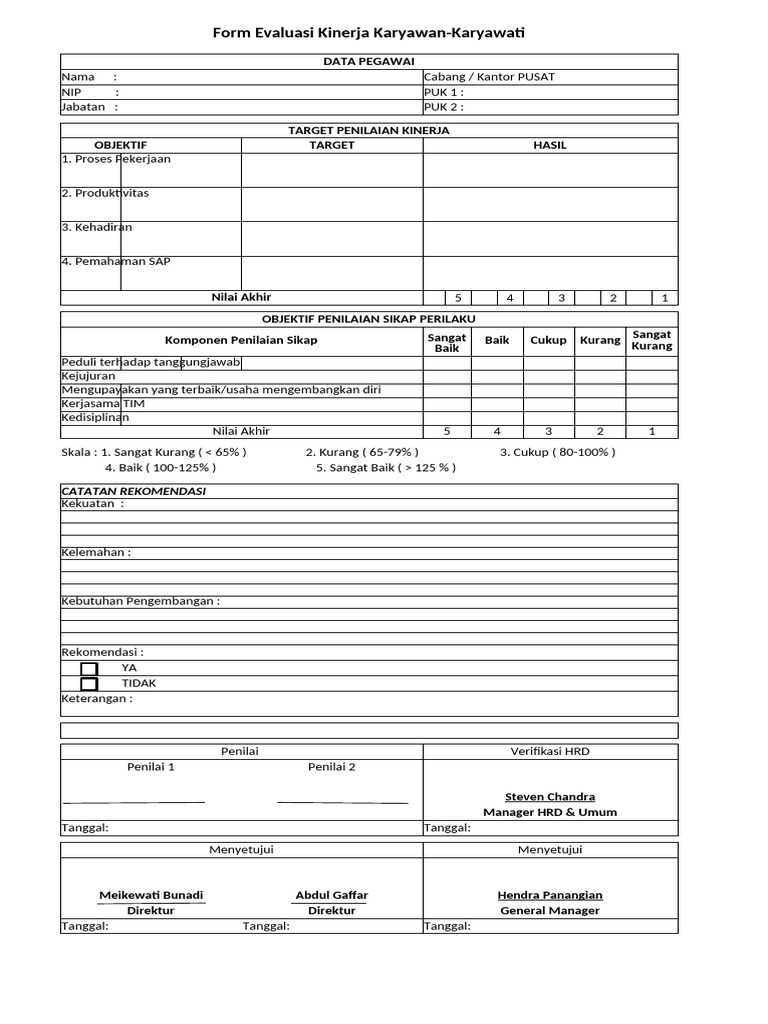 Form Evaluasi Kinerja Karyawan Master | PDF