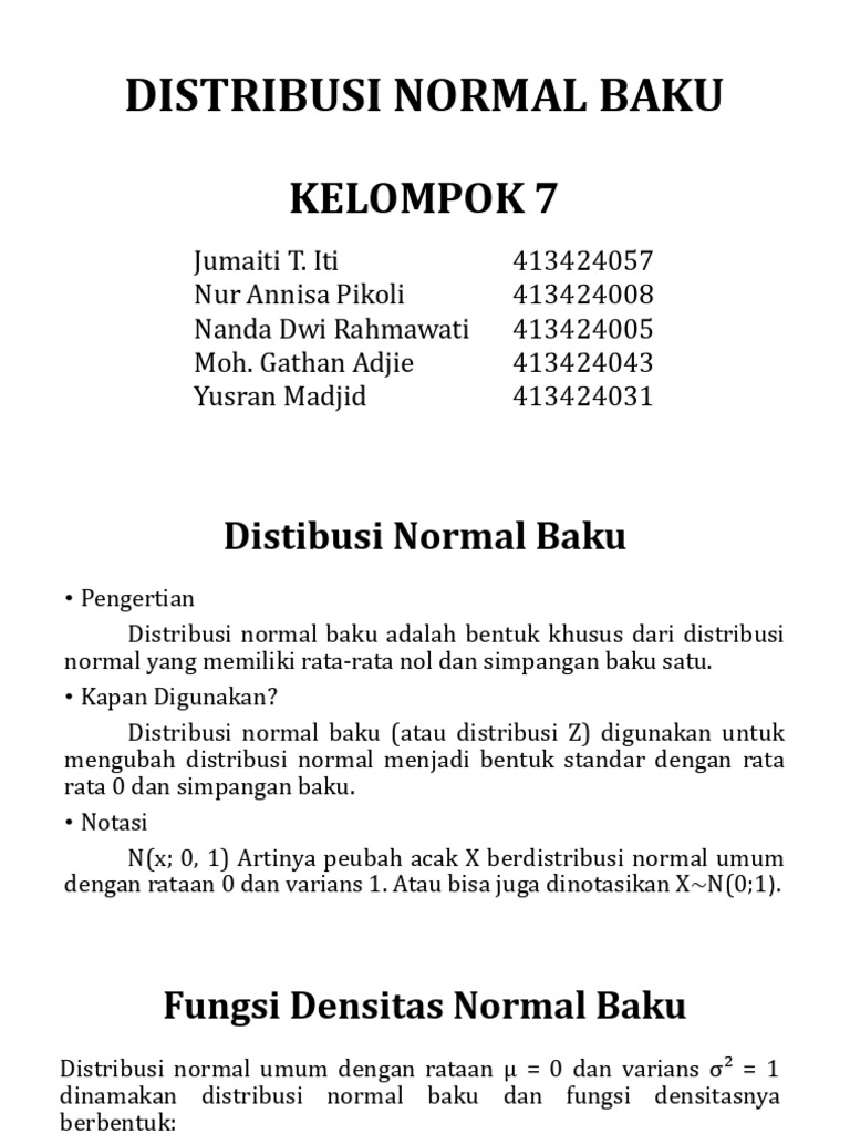 Distribusi Normal Baku | PDF