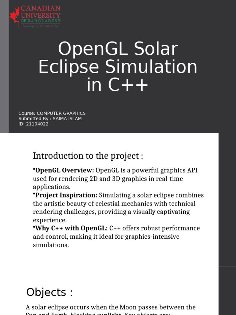 OpenGL Solar Eclipse Simulation in C++ | PDF | Eclipse | Solar Eclipse