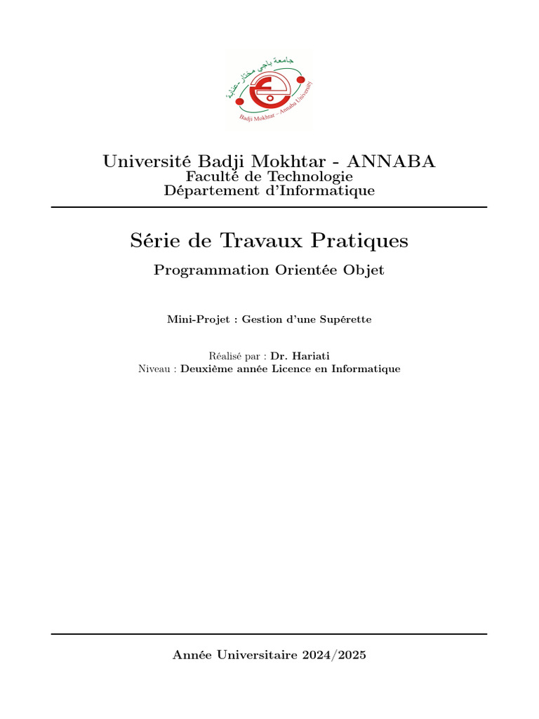 TP POO Hariati | PDF | Classe (informatique) | Programmation orientée objet
