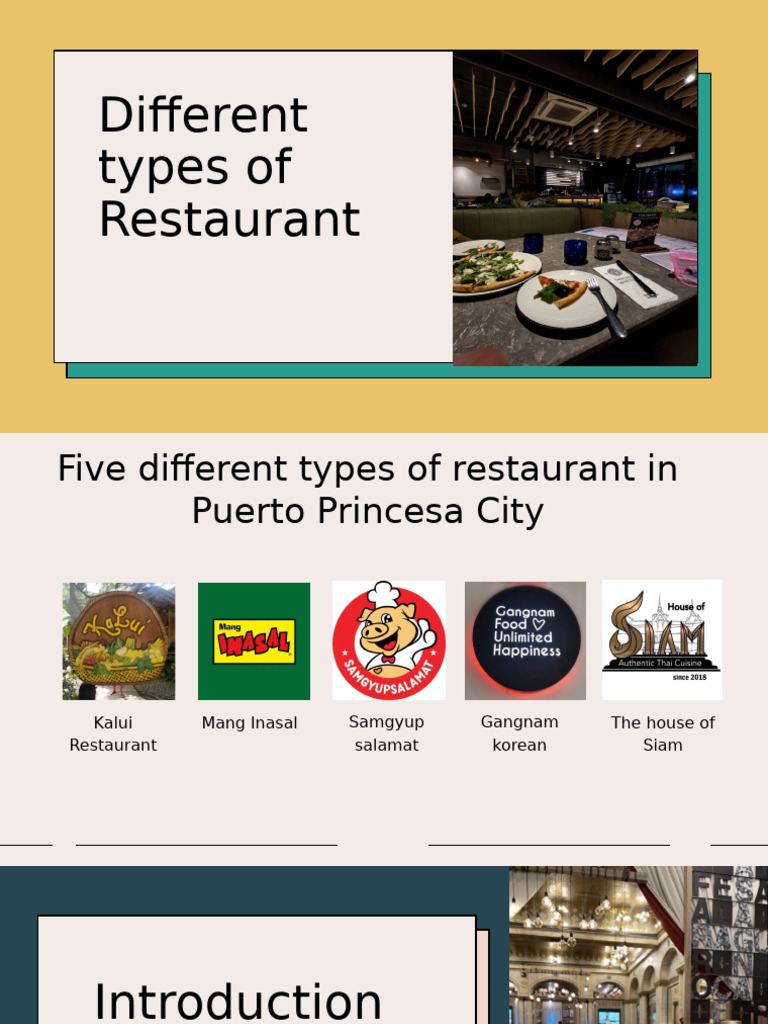 Different Types of Restaurant | PDF | Korean Cuisine | Thai Cuisine