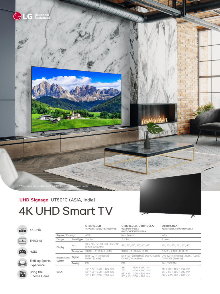UT801C (ASIA, India) - Datasheet (Low) - LG Commercial TV - 240723 ...