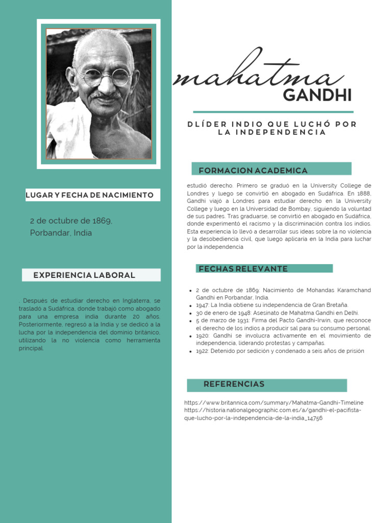 Vida y legado de Mahatma Gandhi | PDF | Mahatma Gandhi