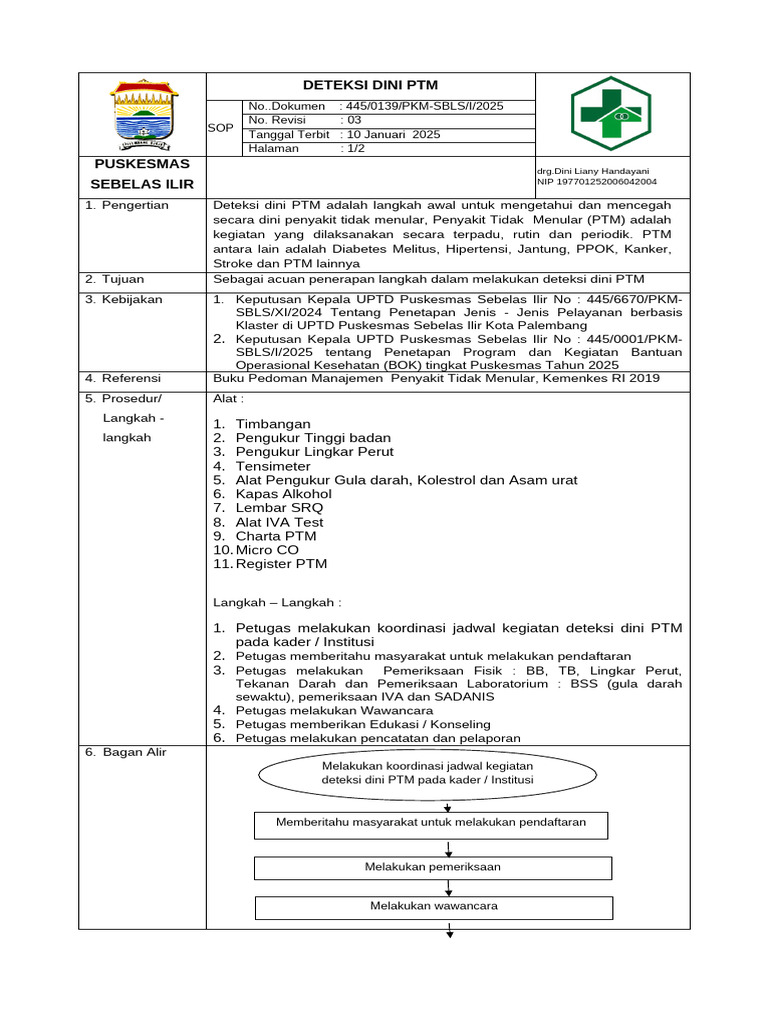SOP Deteksi Dini PTM | PDF