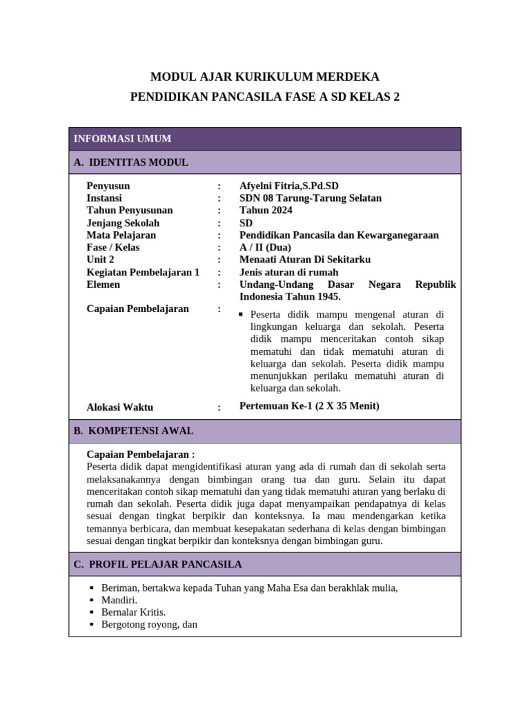 Modul Ajar Observasi 2024 | PDF
