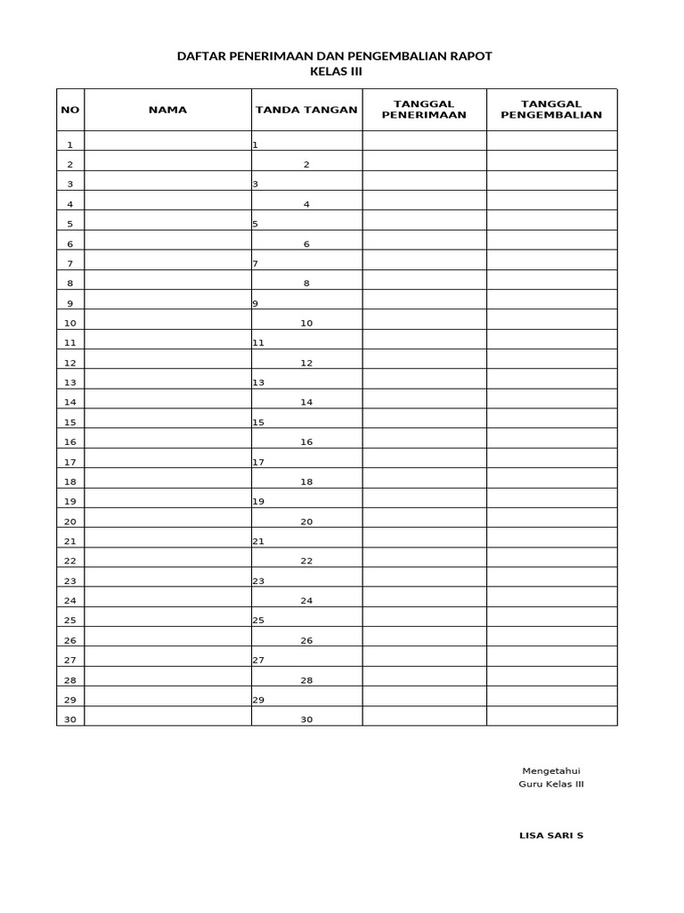 PENGAMBILAN RAPOT | PDF