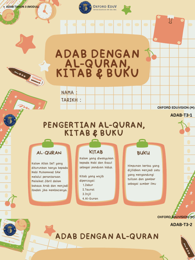 TAHUN 3 (MODUL) - ADAB DENGAN AL-QURAN, KITAB & BUKU | PDF