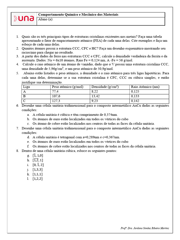 Aula 4- Lista de Exercícios Complementares (1) | PDF