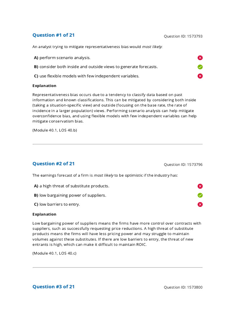 Reading 40 Introduction To Financial Statement Modeling - Answers | PDF ...