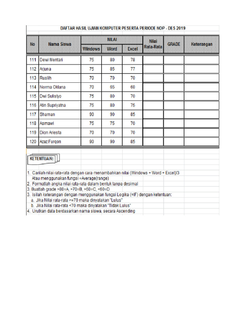 Soal Excel X TKJ | PDF