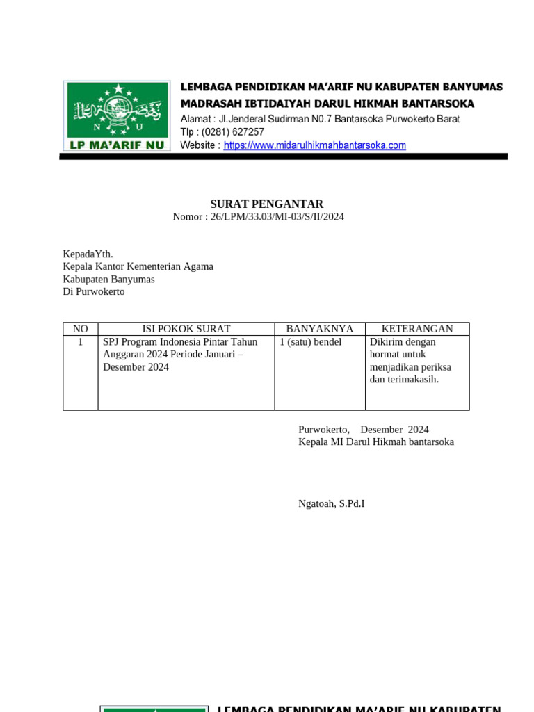 Contoh Surat Pengantar | PDF