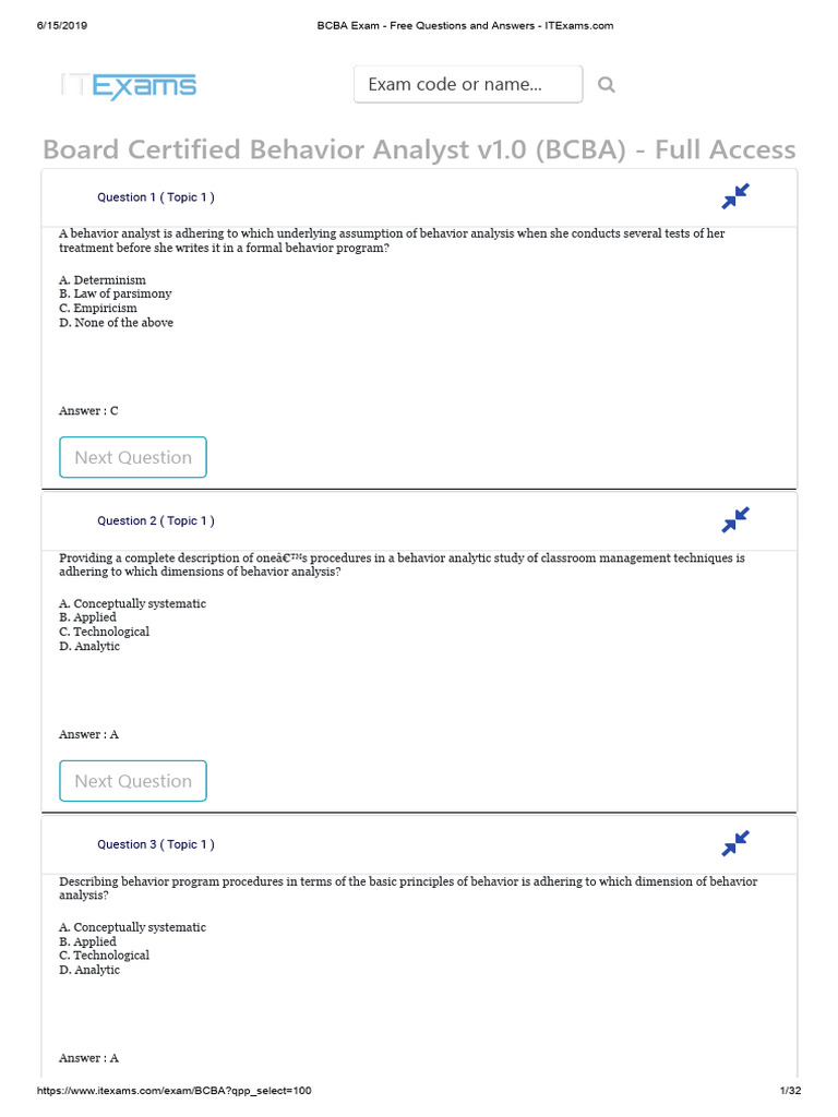 BCBA Exam - Free Questions and Answers | PDF | Reinforcement ...
