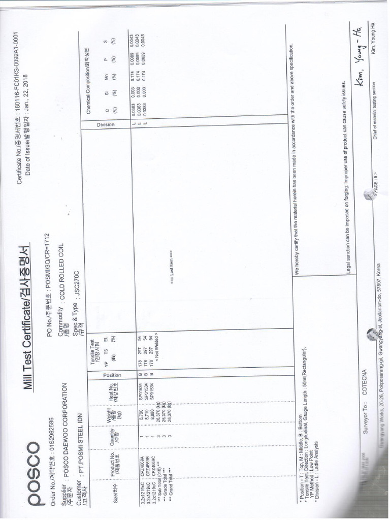 Millsheet SPCC 3,2 | PDF