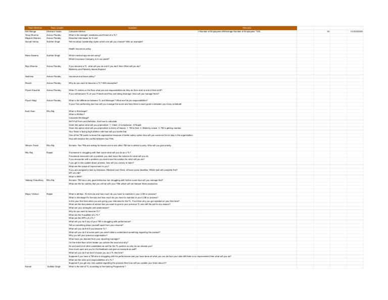 Team Leader Interview Questions Guide | PDF