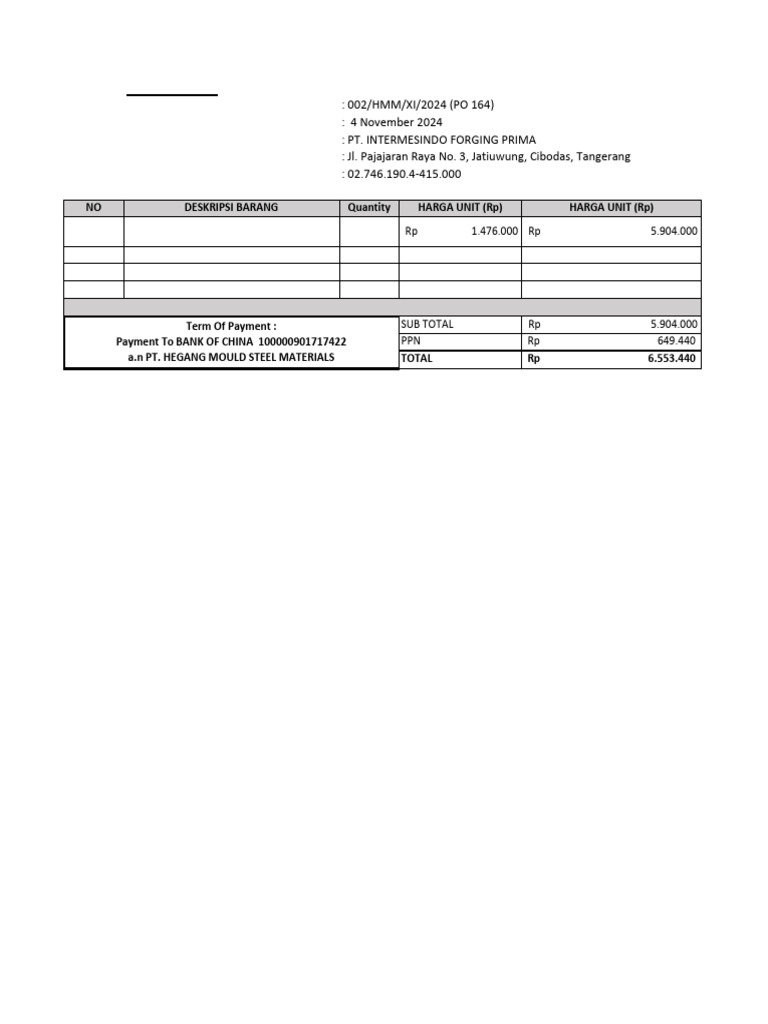Invoice Hegang New | PDF