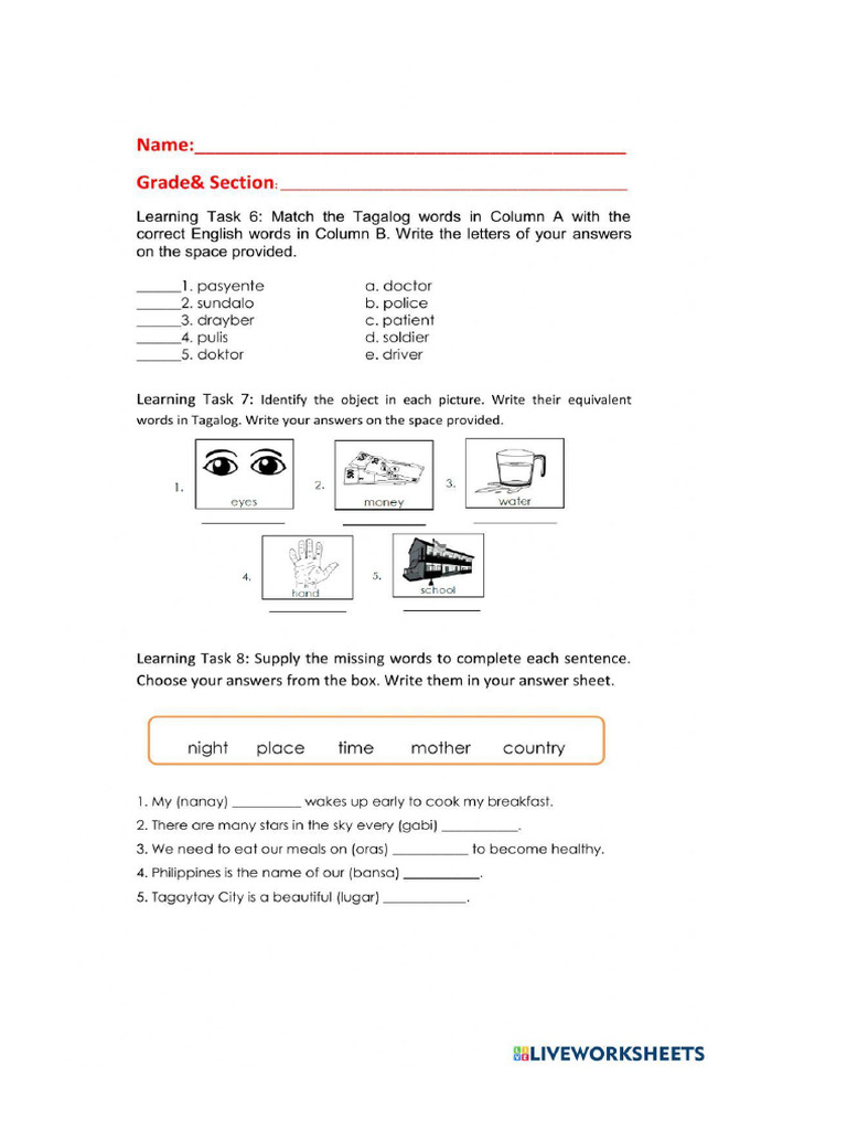Worksheet 1538652 | PDF
