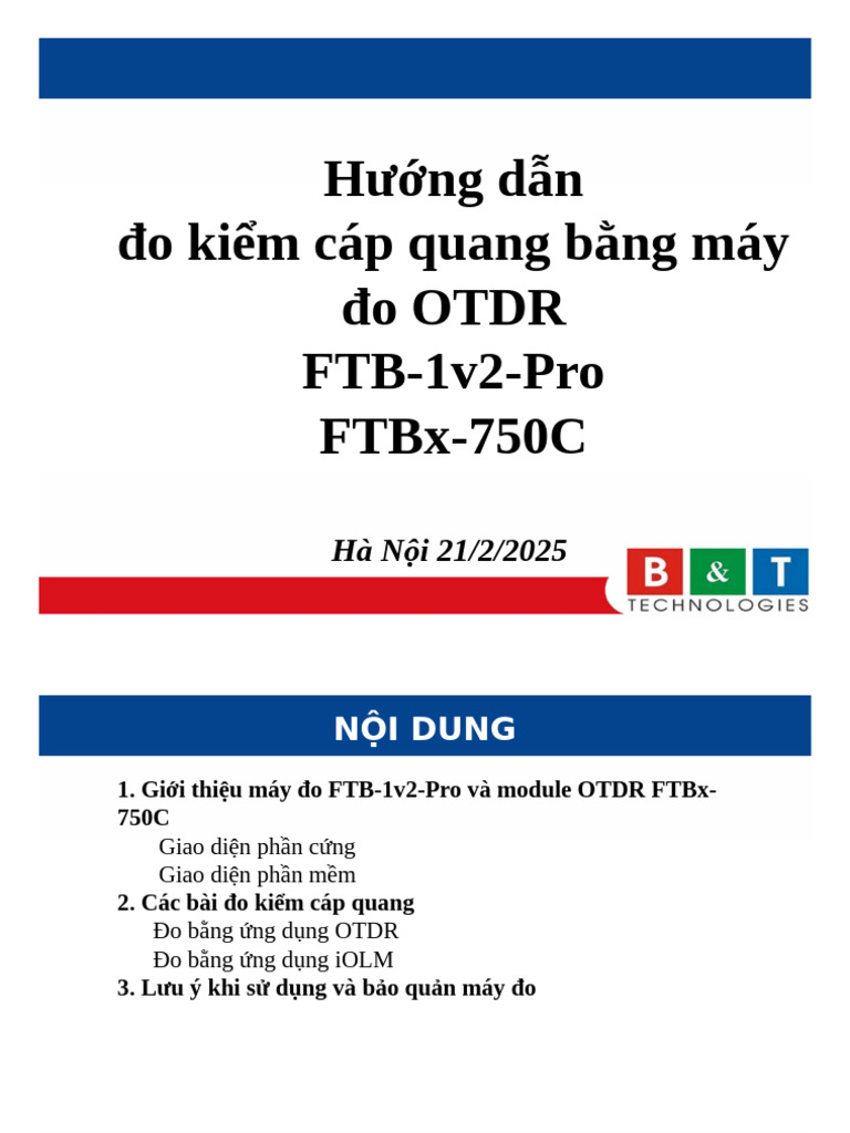 Dao Tao Su Dung May Đo OTDR - Quick-Guide | PDF